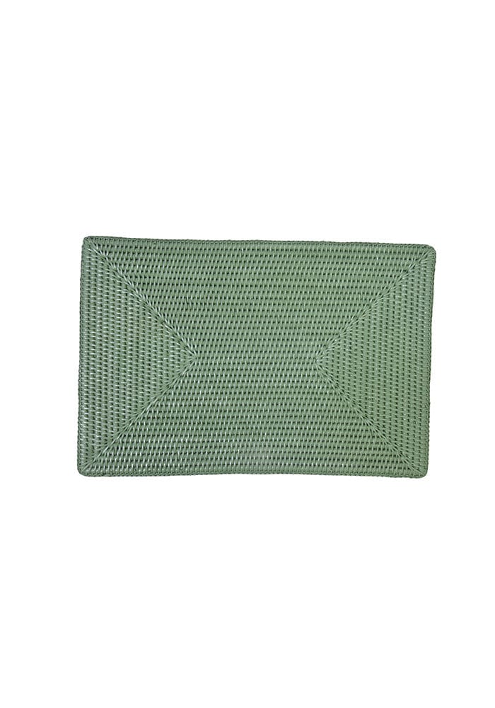 Rattan Rectangles Placemat - Green set of 4 – Casa by Josephine Jenno